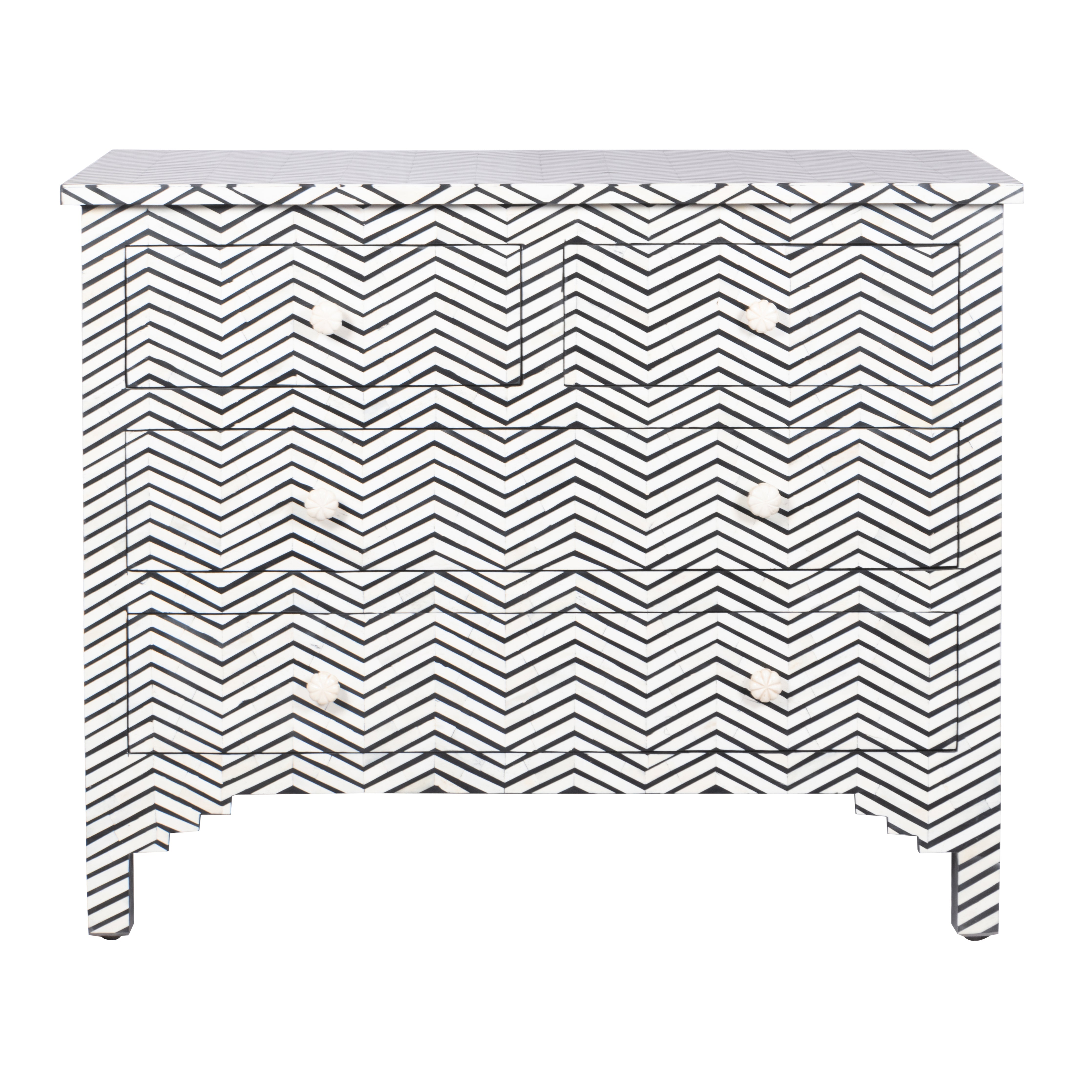 Bone Inlay 4 Drawer Dresser - Black Thin Zig Zag – Abacus and Hunt